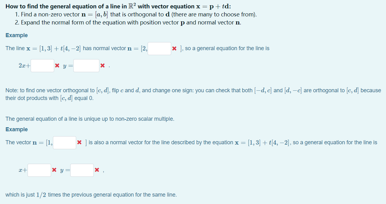 Solved How to find the general equation of a line in R2 with | Chegg.com