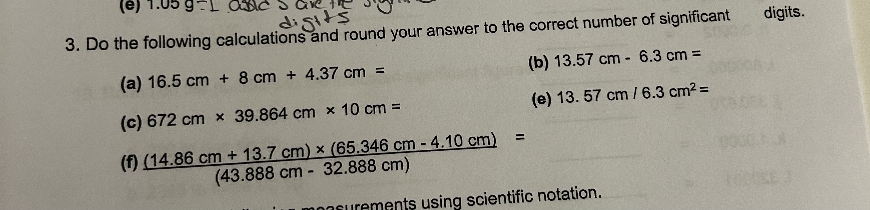 Solved Do the following calculations and round your answer | Chegg.com