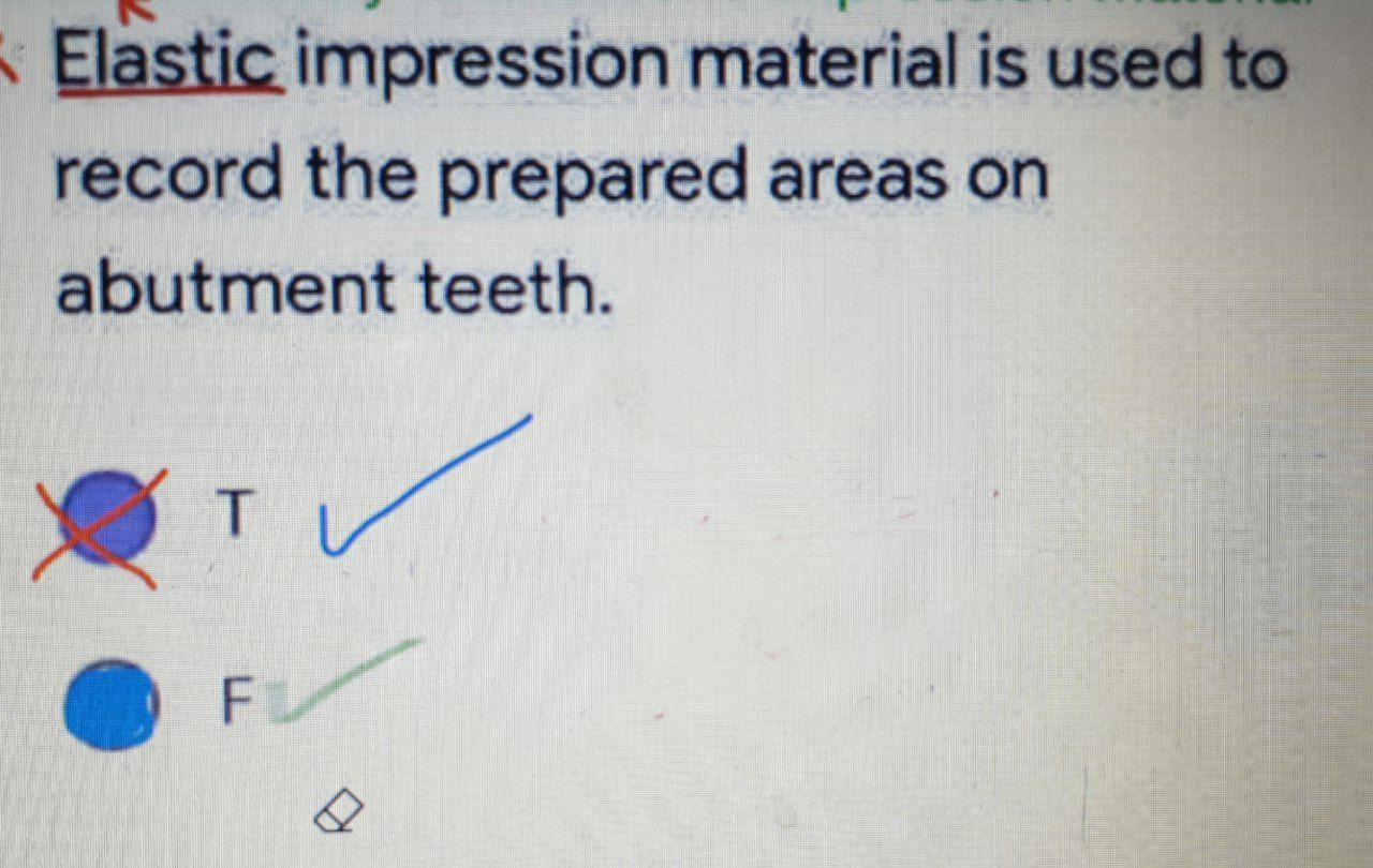 Solved Elastic impression material is used to record the | Chegg.com