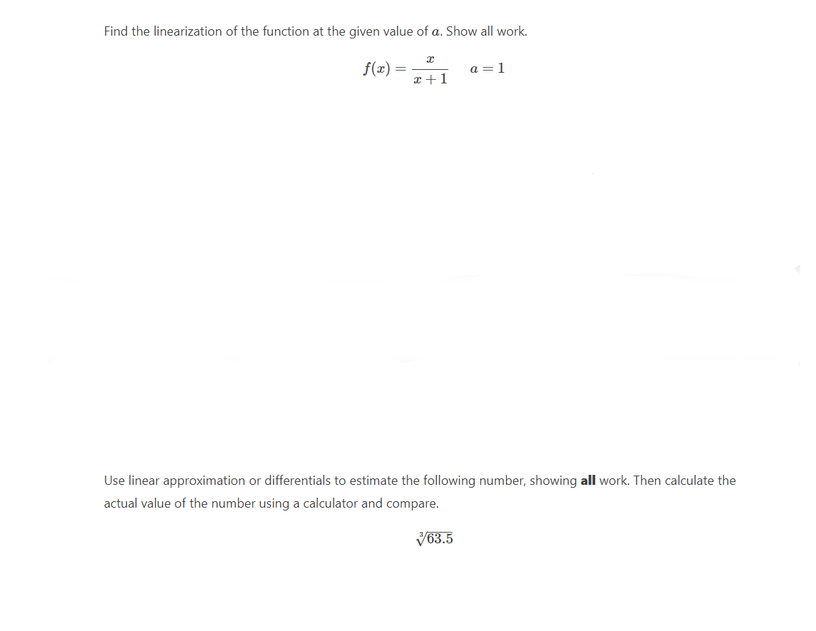 Solved Find the linearization of the function at the given | Chegg.com
