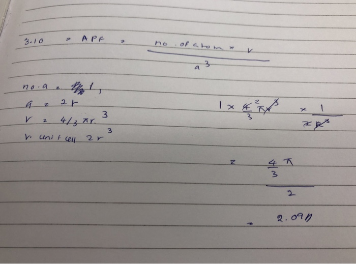 Solved 3.10. Calculate the APF of SC metals 3.10The | Chegg.com
