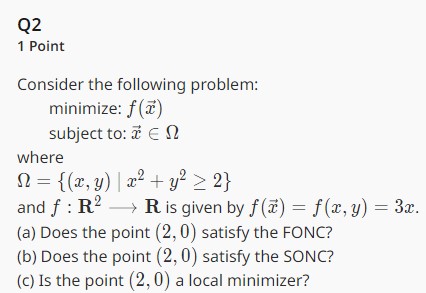 Solved Q2 1 Point Consider the following problem: minimize: | Chegg.com