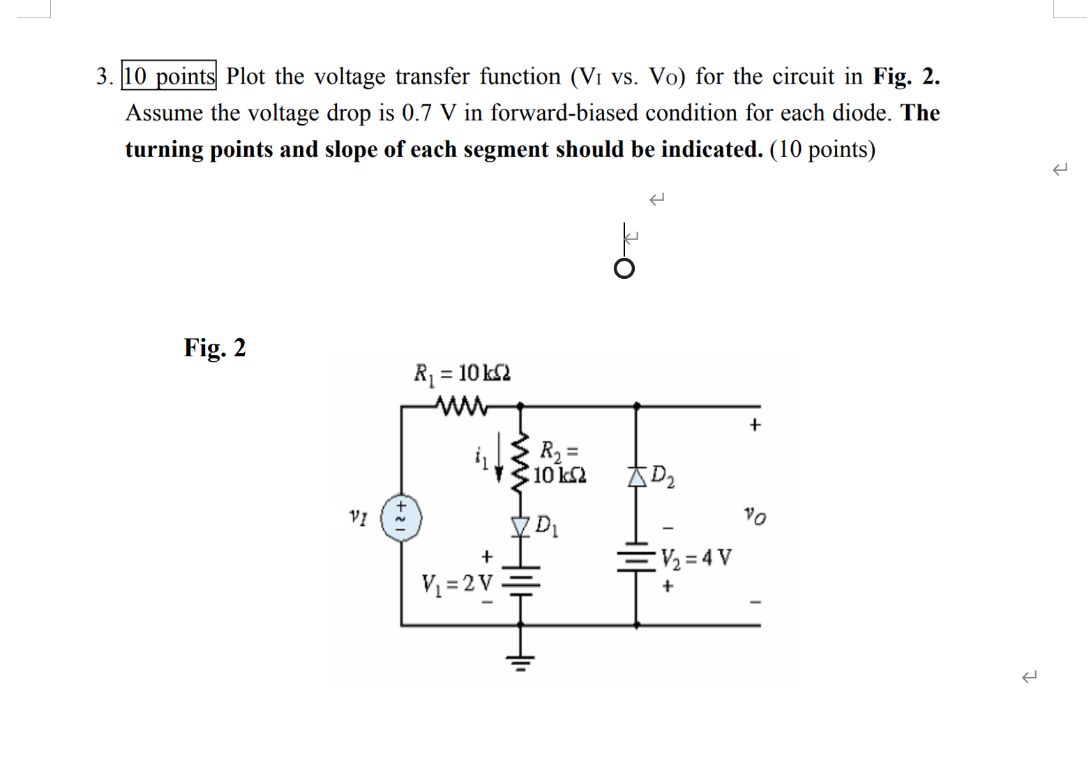 Solved 3. 10 ﻿points Plot the voltage transfer function | Chegg.com