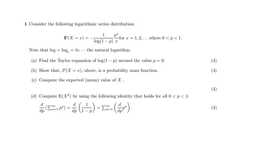 Solved 1 Consider the following logarithmic series | Chegg.com