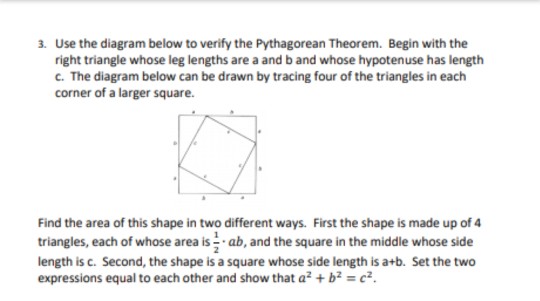 Solved Use the diagram below to verify the Pythagorean | Chegg.com