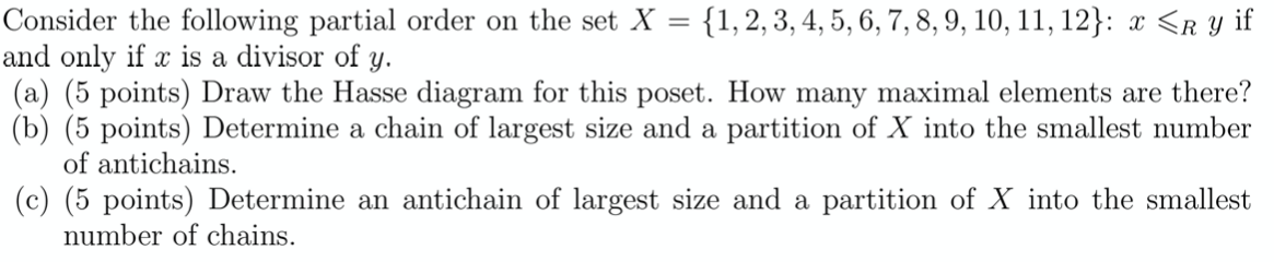 Solved Consider the following partial order on the set X - | Chegg.com