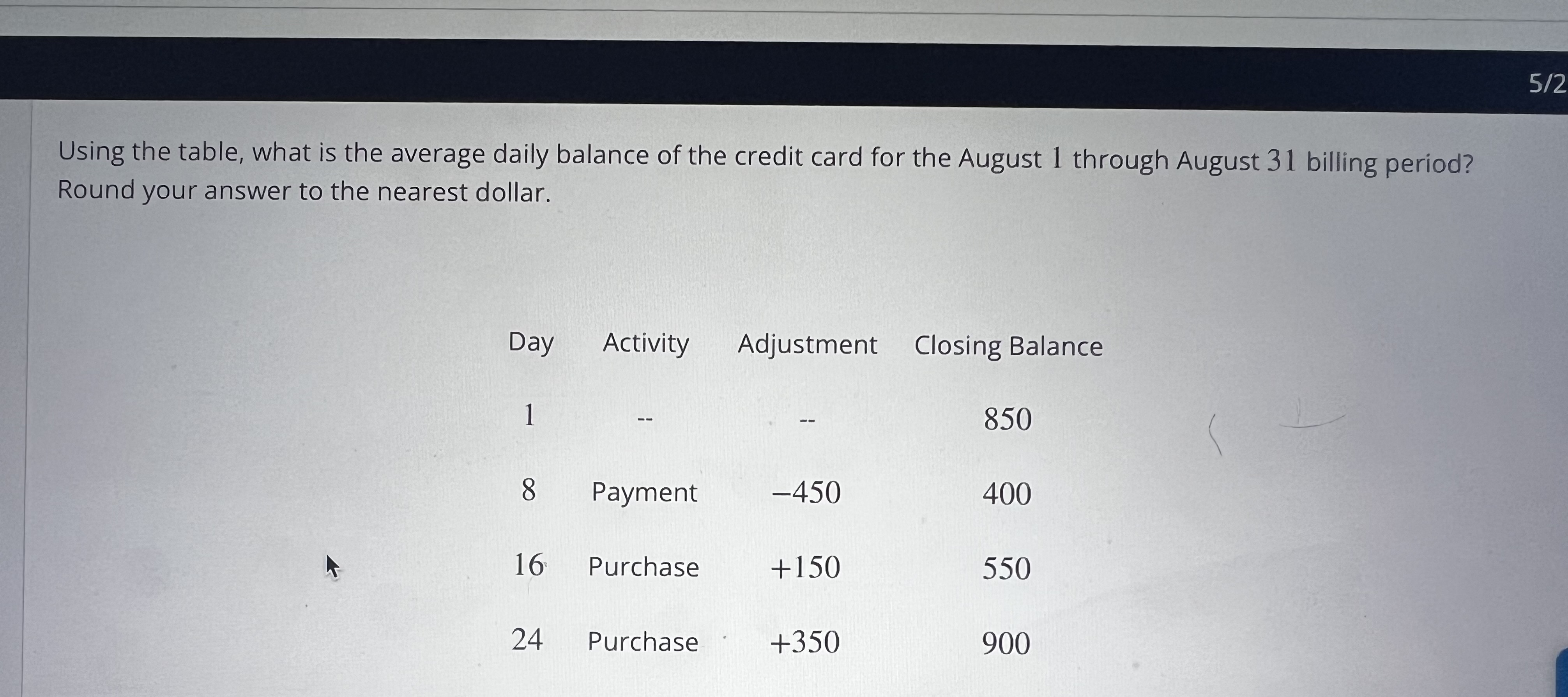 Solved Using the table, what is the average daily balance of | Chegg.com