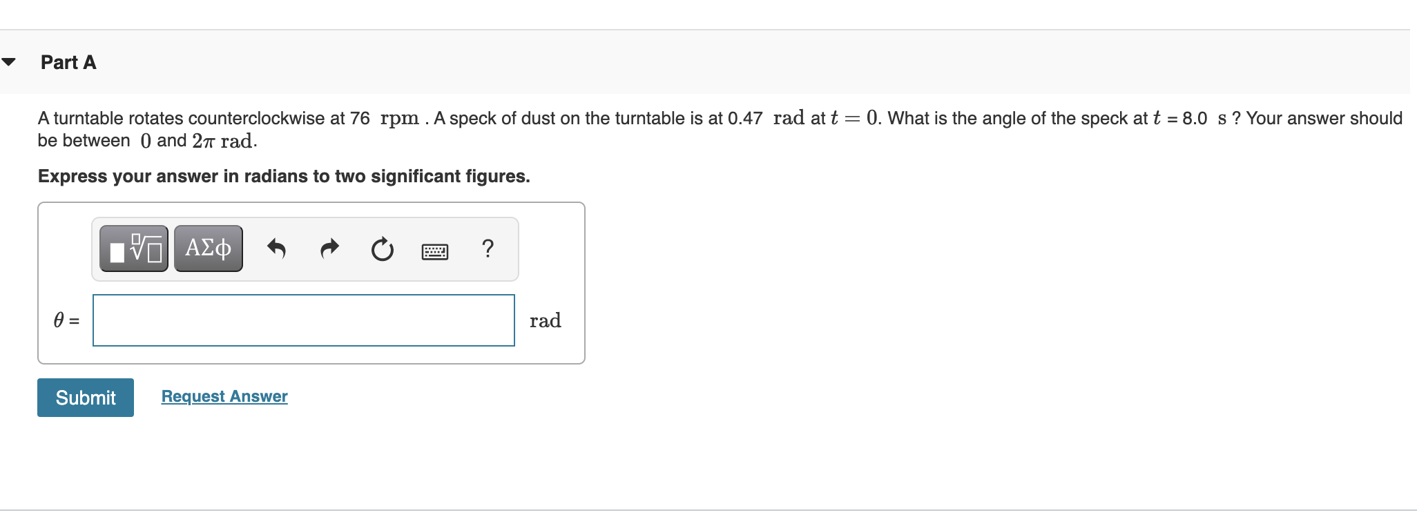 Solved Part A A Turntable Rotates Counterclockwise At 76 Rpm