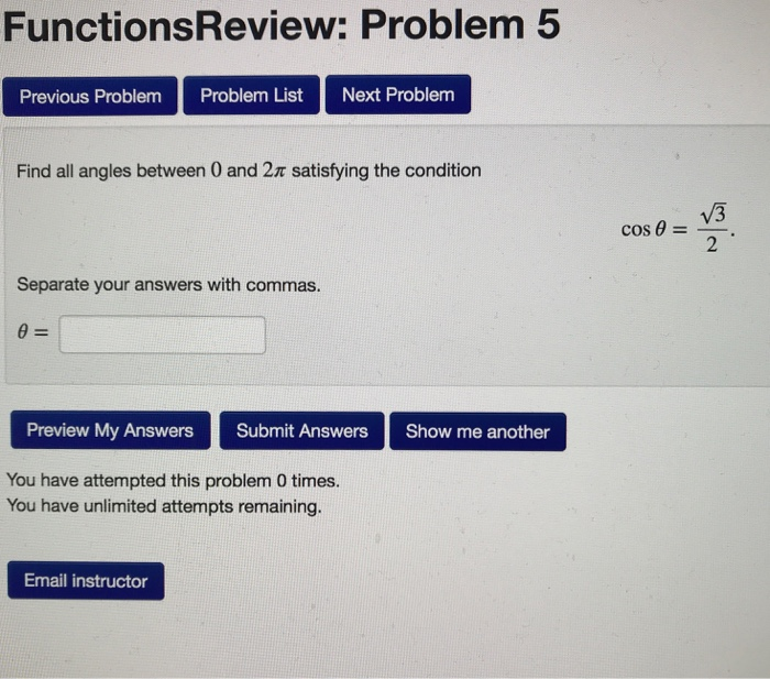 Solved FunctionsReview: Problem 5 Previous Problem Problem | Chegg.com