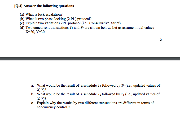 Solved (Q.4] Answer the following questions (a) What is lock | Chegg.com