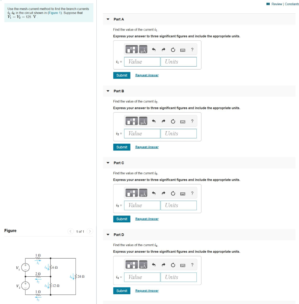 Solved Review Constants Use the mesh-current method to find | Chegg.com