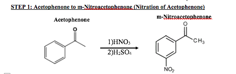 Solved STEP 1: Acetophenone to m-Nitroacetophenone | Chegg.com