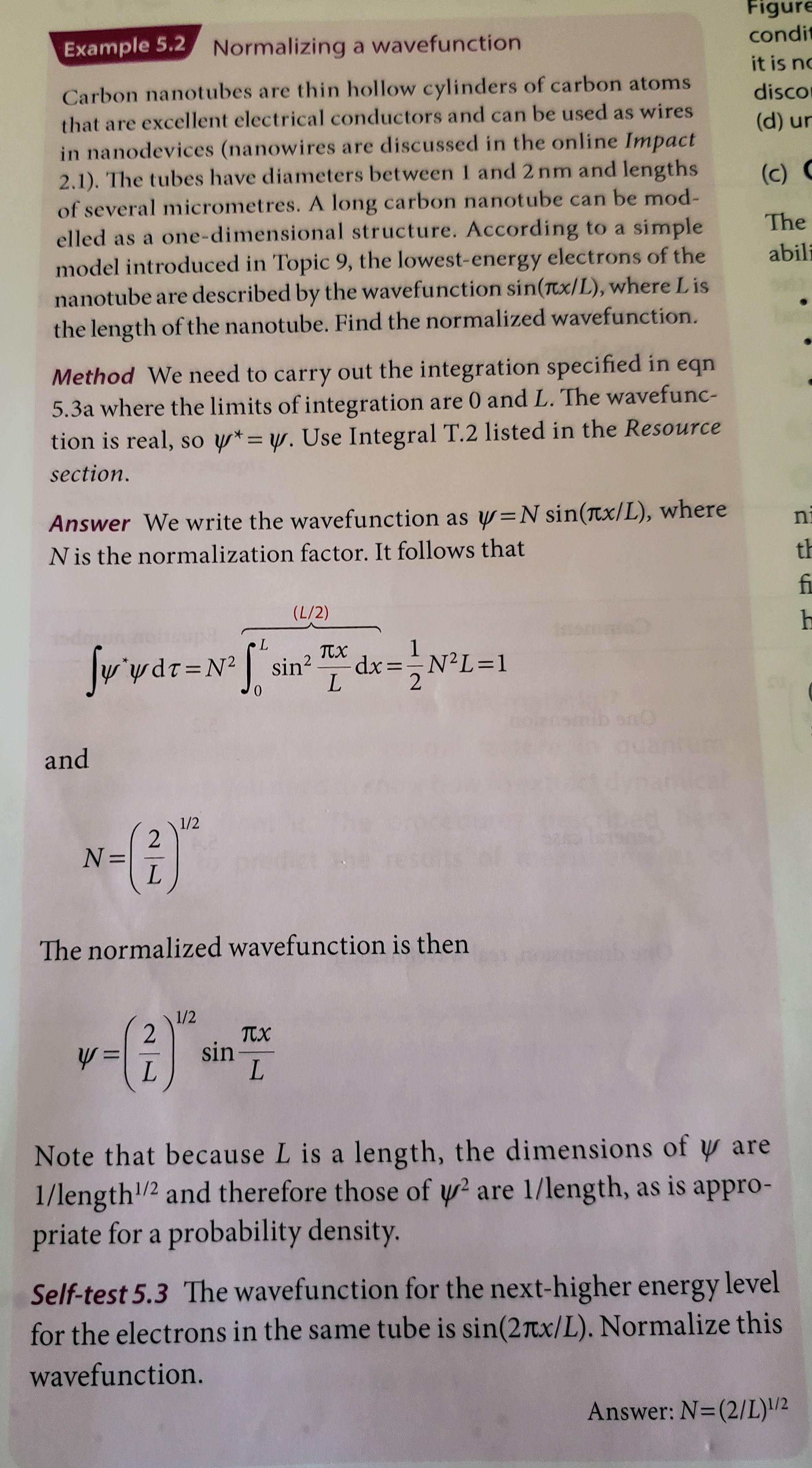 Solved Example 5.2 Normalizing a wavefunction Carbon | Chegg.com