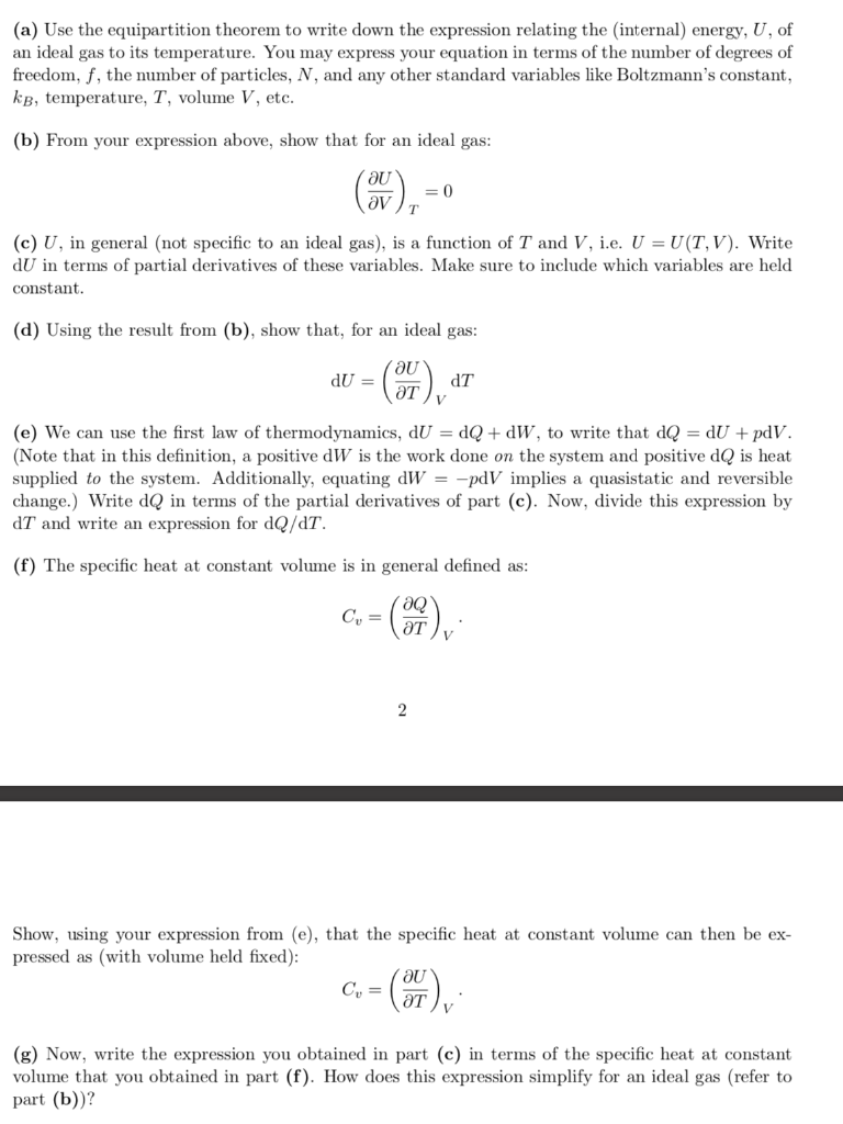 Solved (a) Use the equipartition theorem to write down the | Chegg.com