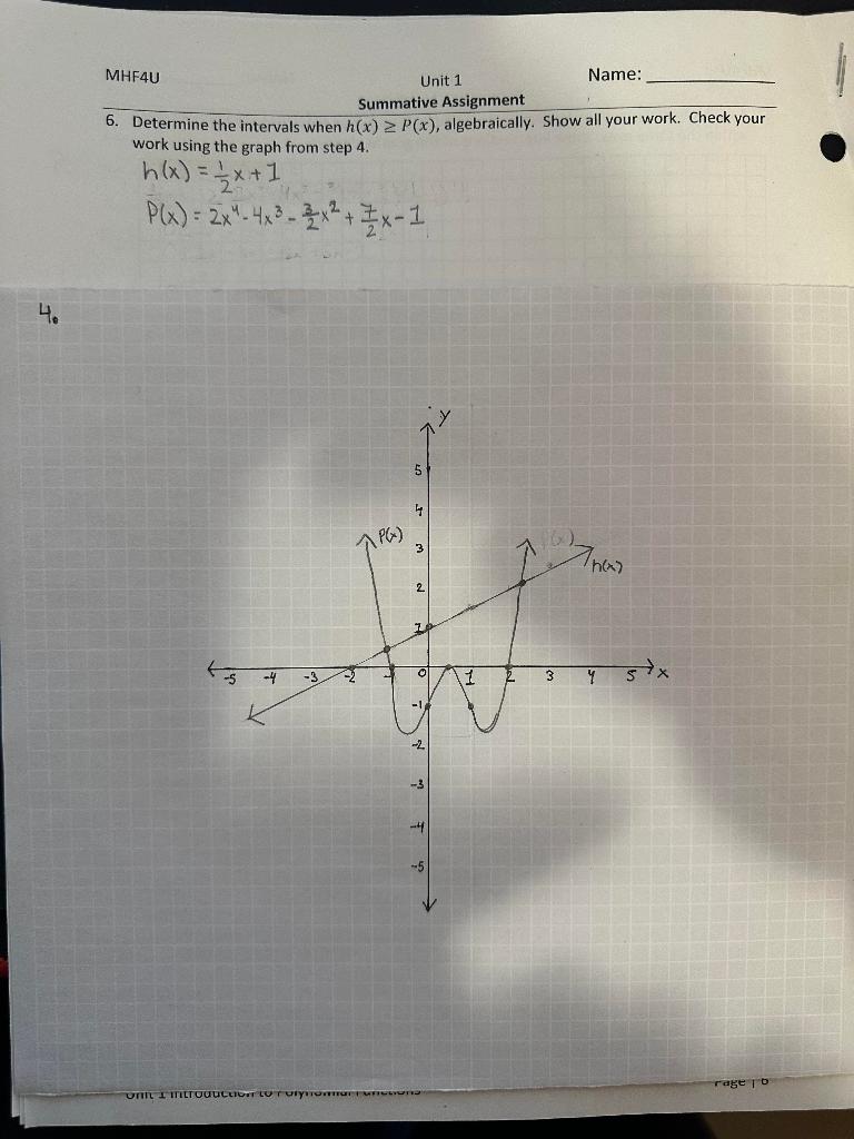 Solved 6. Determine the intervals when h(x)≥P(x), | Chegg.com