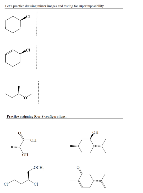 Solved Let's practice drawing mirror images and testing for | Chegg.com