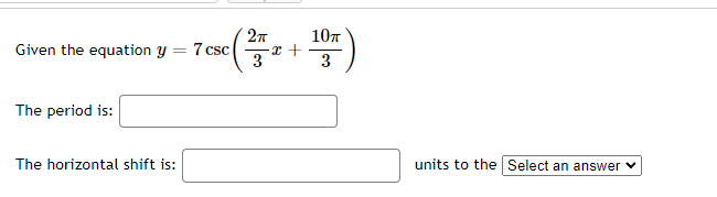 Solved 21 Given the equation y 7 CSC 107 - + 3 3 ) ២ The | Chegg.com