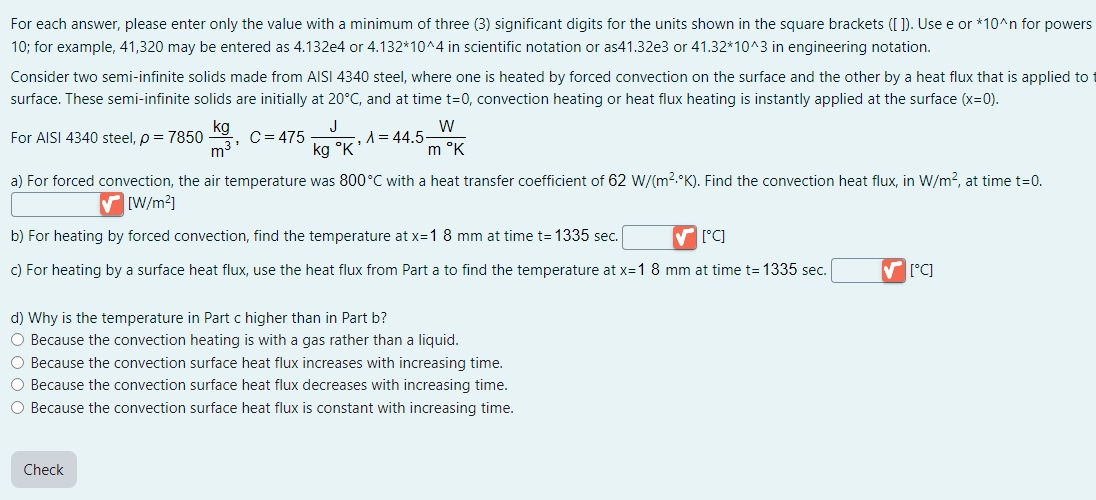 Solved For each answer, please enter only the value with a | Chegg.com