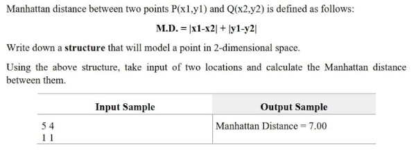 Solved Manhattan distance between two points P(x1,yl) and | Chegg.com