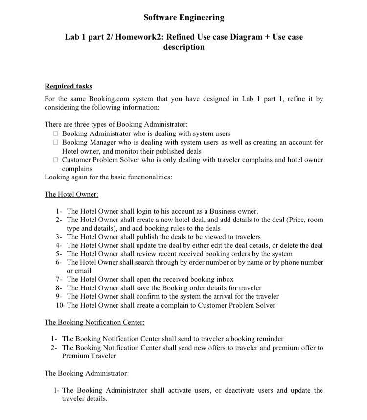 Software Engineering Lab 1 part 2/ Homework2: Refined | Chegg.com