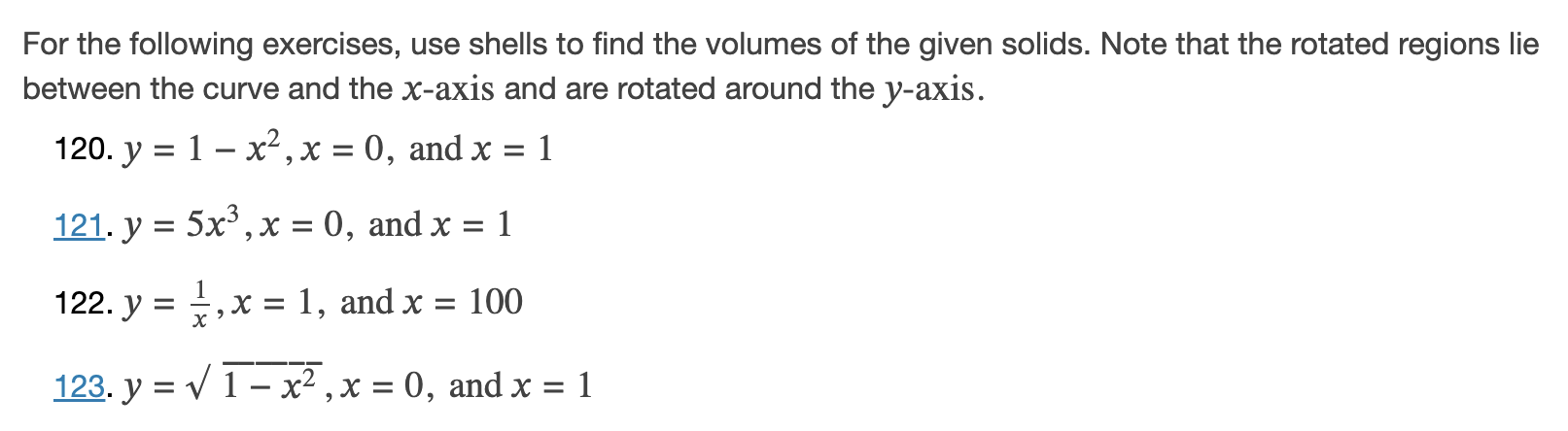 Solved For the following exercises, use shells to find the | Chegg.com