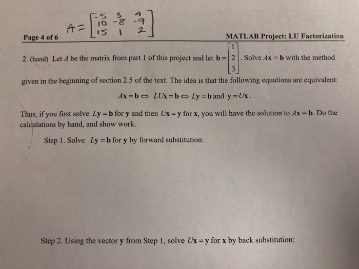 Solved Matlab Project Lu Factorization Page 4 Of 6 2