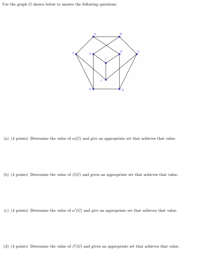 Solved Use the graph G shown below to answer the following | Chegg.com