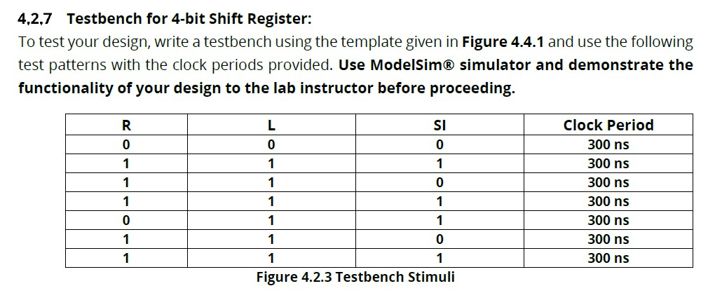 4.2.7 Testbench for 4-bit Shift Register: To test | Chegg.com