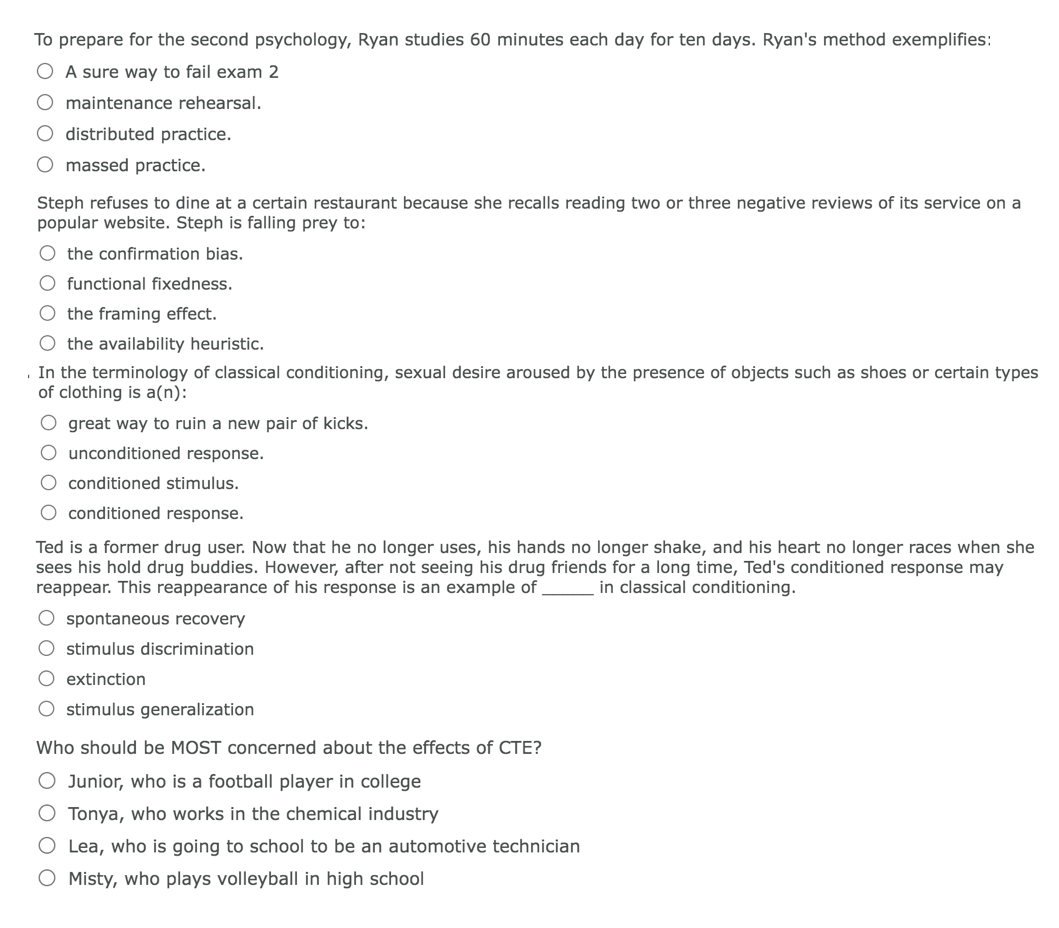 Solved To prepare for the second psychology, Ryan studies 60 | Chegg.com