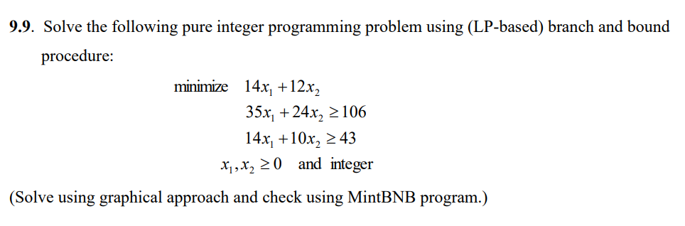 9.9. ﻿Solve the following pure integer programming | Chegg.com