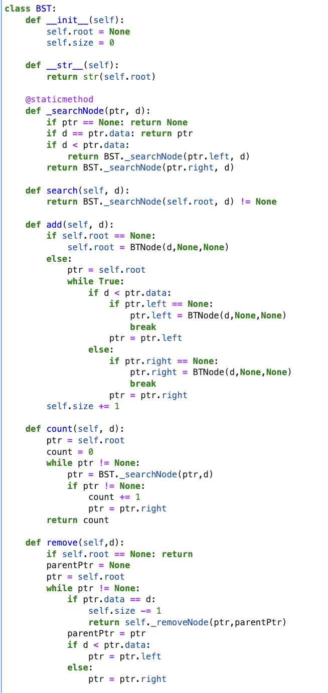 Solved \# removes the node ptr from the tree def | Chegg.com