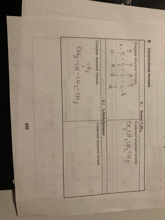 Solved B. Constitutional Isomers B.1 Butane C4H1o Condensed | Chegg.com