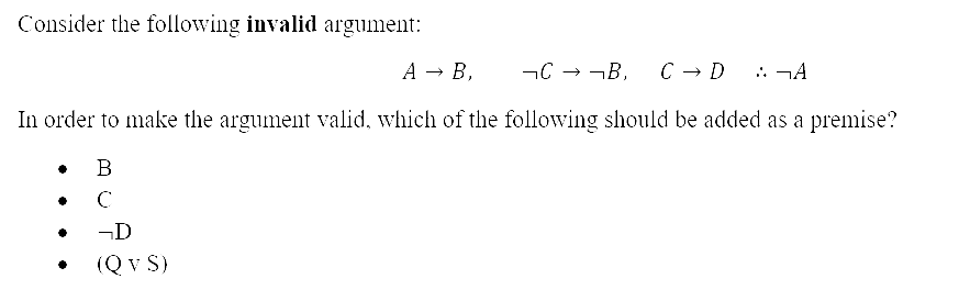 Consider the following invalid argument: | Chegg.com