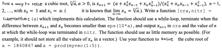 Solved = = = n00 Find a way to solve a cubic root, Va, a > | Chegg.com