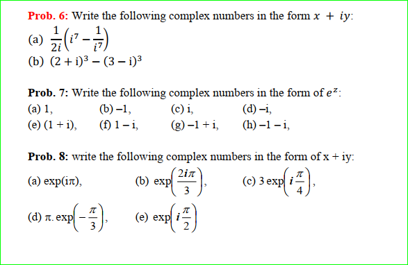 Solved Prob. 6: Write the following complex numbers in the | Chegg.com