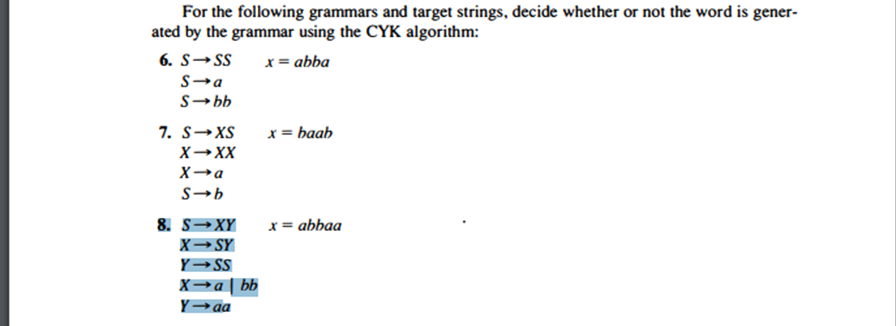 Solved For the following grammars and target strings, decide | Chegg.com