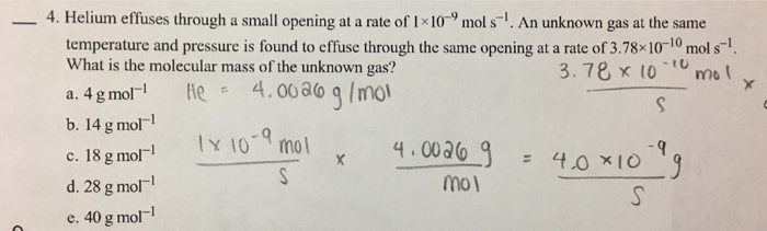 Solved 4. Helium effuses through a small opening at a rate | Chegg.com