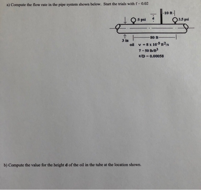Solved a) Compute the flow rate in the pipe system shown | Chegg.com