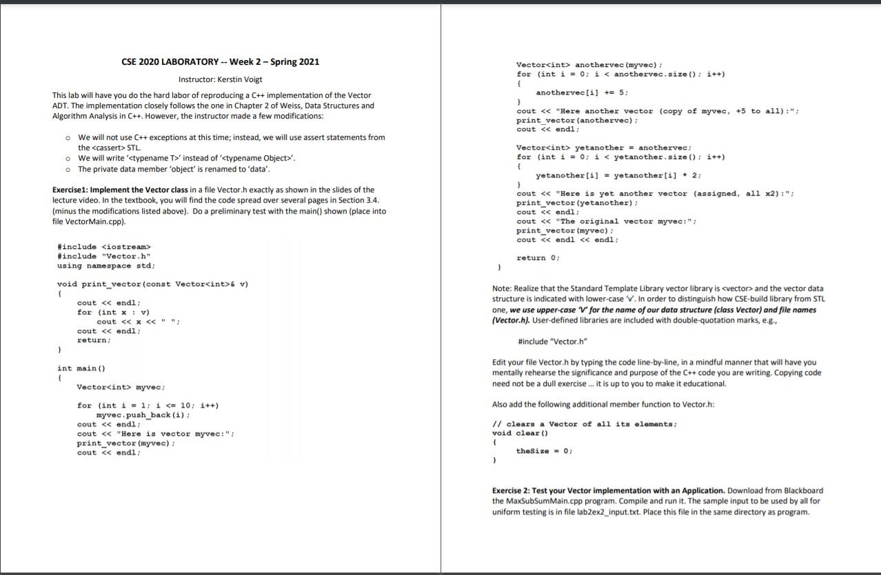 I need help on exercise 1 on building my vector, I | Chegg.com