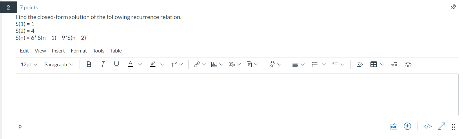 Solved 2 7 points Find the closed-form solution of the | Chegg.com