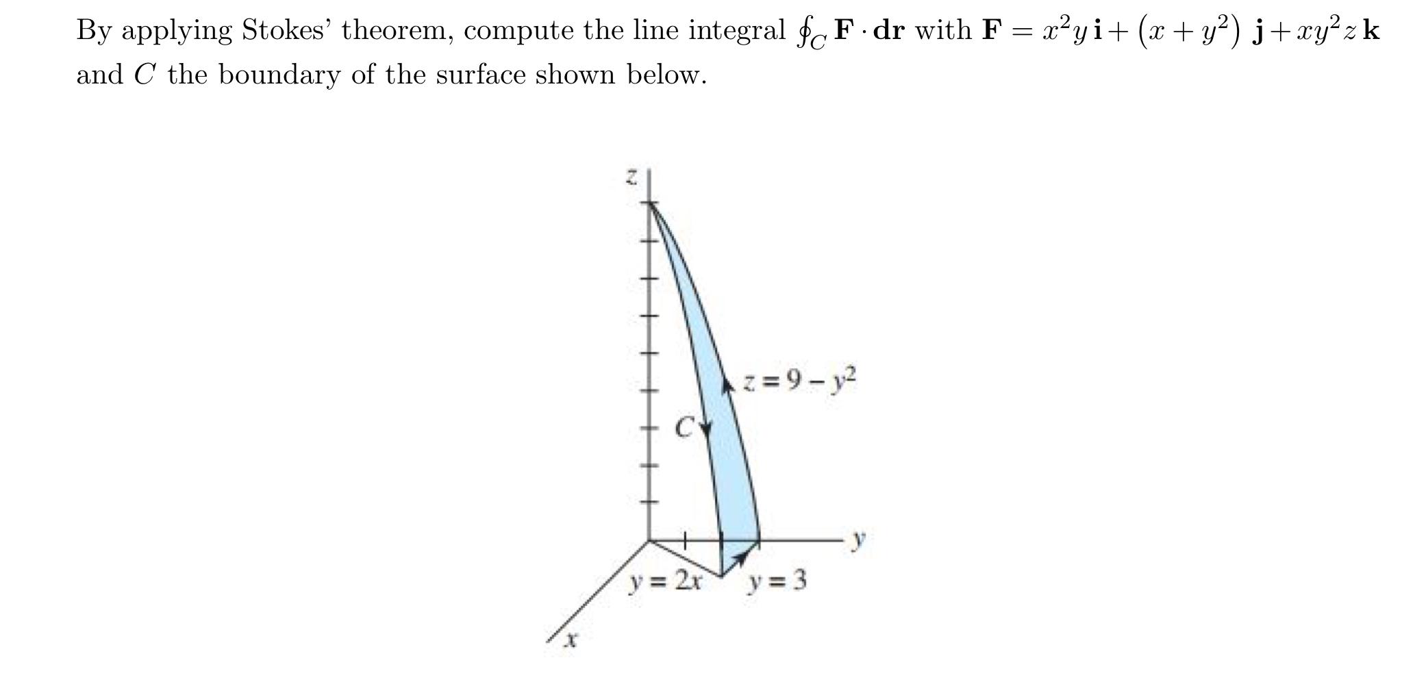 Solved By applying Stokes' theorem, compute the line | Chegg.com