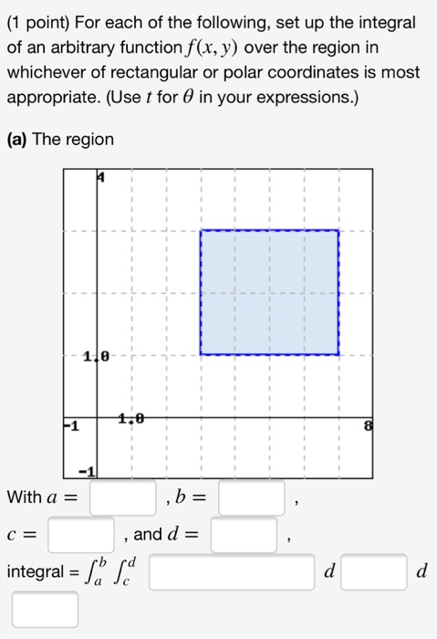Solved (1 point) For each of the following, set up the | Chegg.com