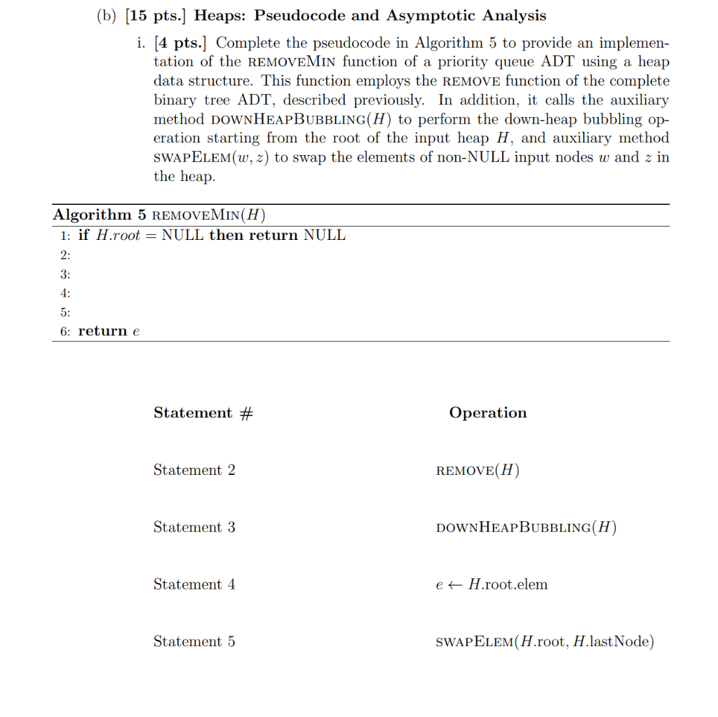 i. [8 pts.] Provide an algorithm, using pseudocode, | Chegg.com