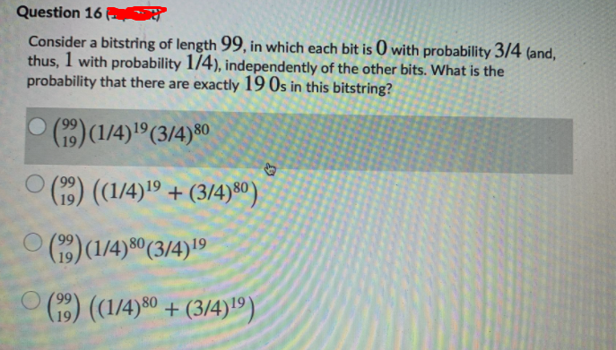 Solved Question 16 Y Consider a bitstring of length 99, in | Chegg.com