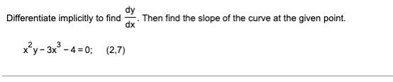 Solved #3 dy/dx = ______________ The slope of the curve | Chegg.com
