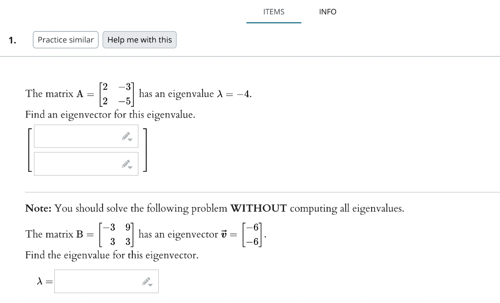 Solved The matrix A=[22−3−5] has an eigenvalue λ=−4 Find an | Chegg.com