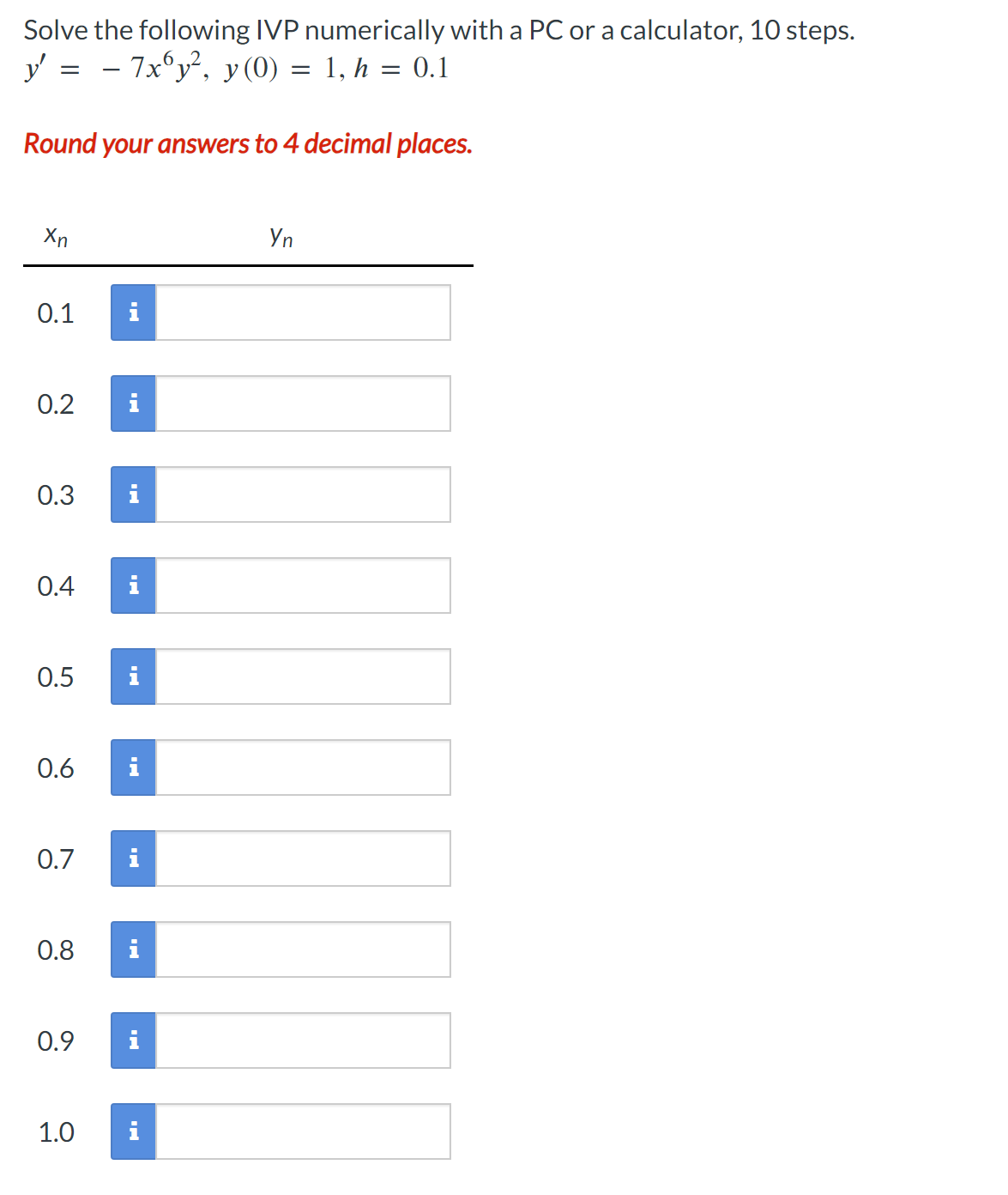 Solved Solve the following IVP numerically with a PC or a | Chegg.com