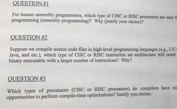 Solved For human assembly programmers, which type of CISC or | Chegg.com