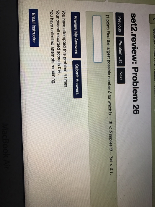 Solved Find the largest possible number 5 for which |x - 3l | Chegg.com