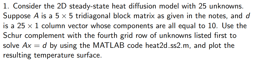 Consider the 2D steady-state heat diffusion model | Chegg.com